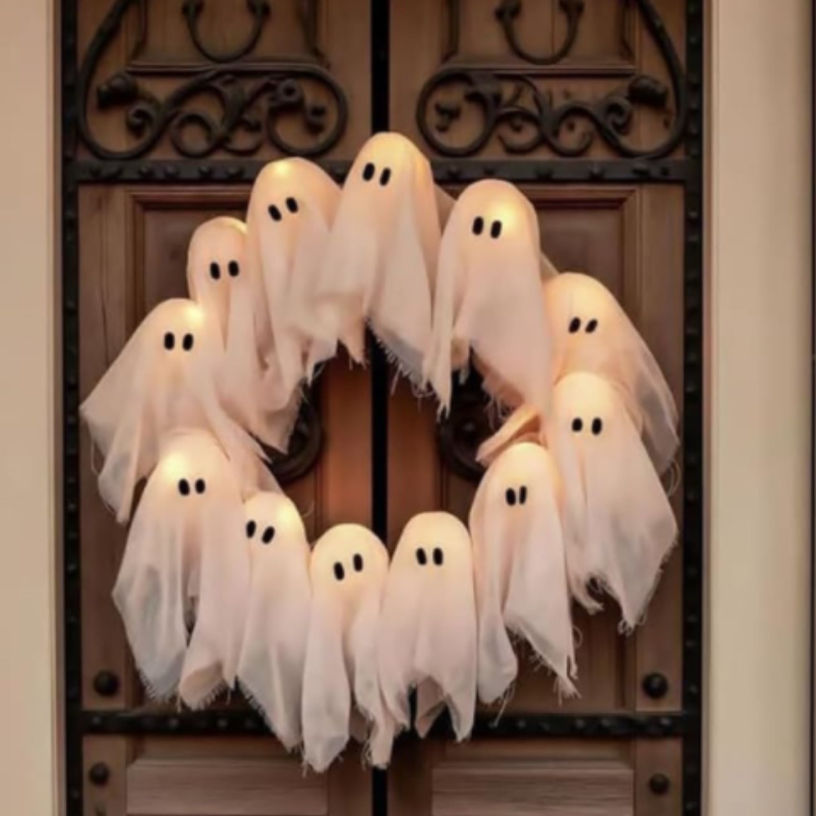 12 LED Light Up Ghost Wreath, Halloween Light the Ghost Wreath, Spooky ...