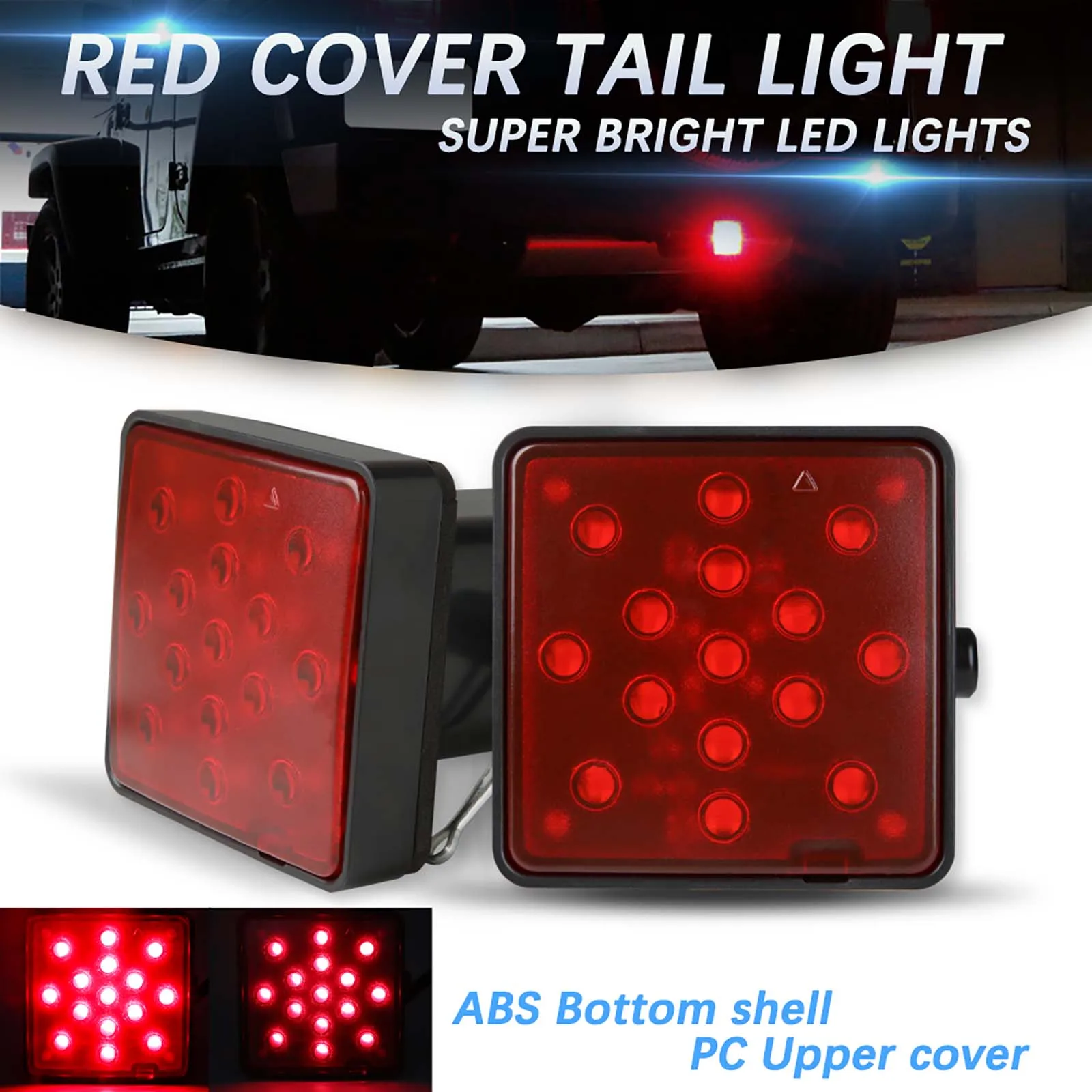 12 LED Red Lens Brake Light Trailer Hitch Cover Universal Fit 2 ...