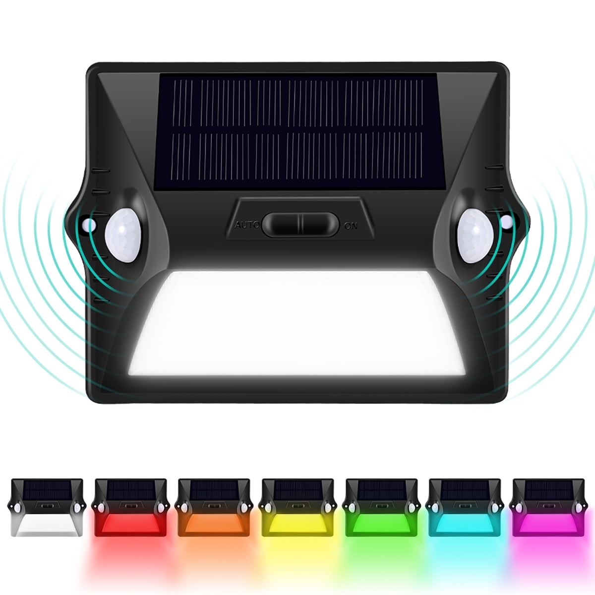 12 LED Solar-Powered Dual-Head Motion Sensor Outdoor Color-Changing ...