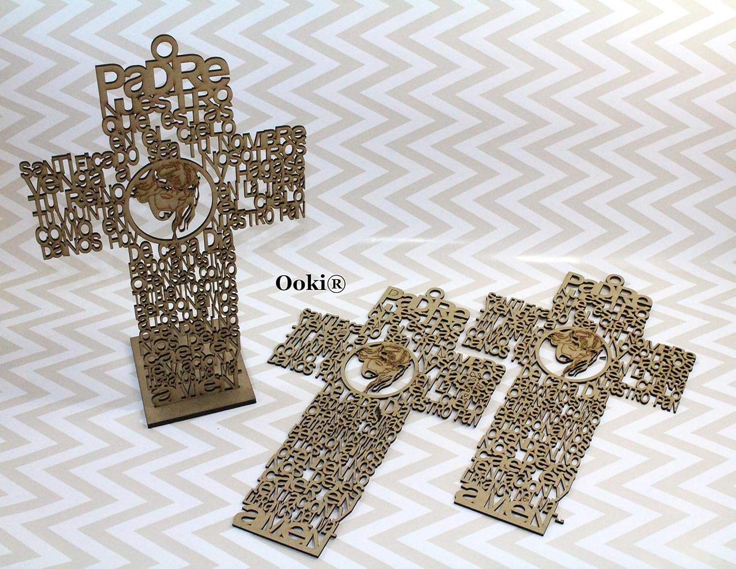 12 Lady Guadalupe Jesus Guardian Angel Cross Wood with Stand Laser ...