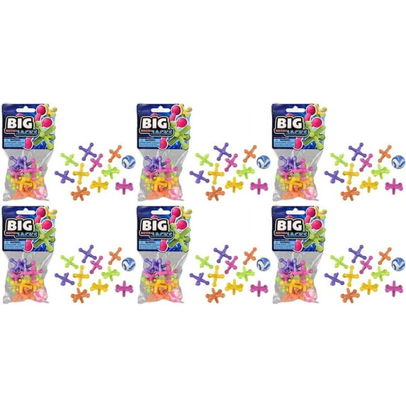 12 Large Neon Plastic Jacks Game Sets - Tiny Classic Game - Party ...