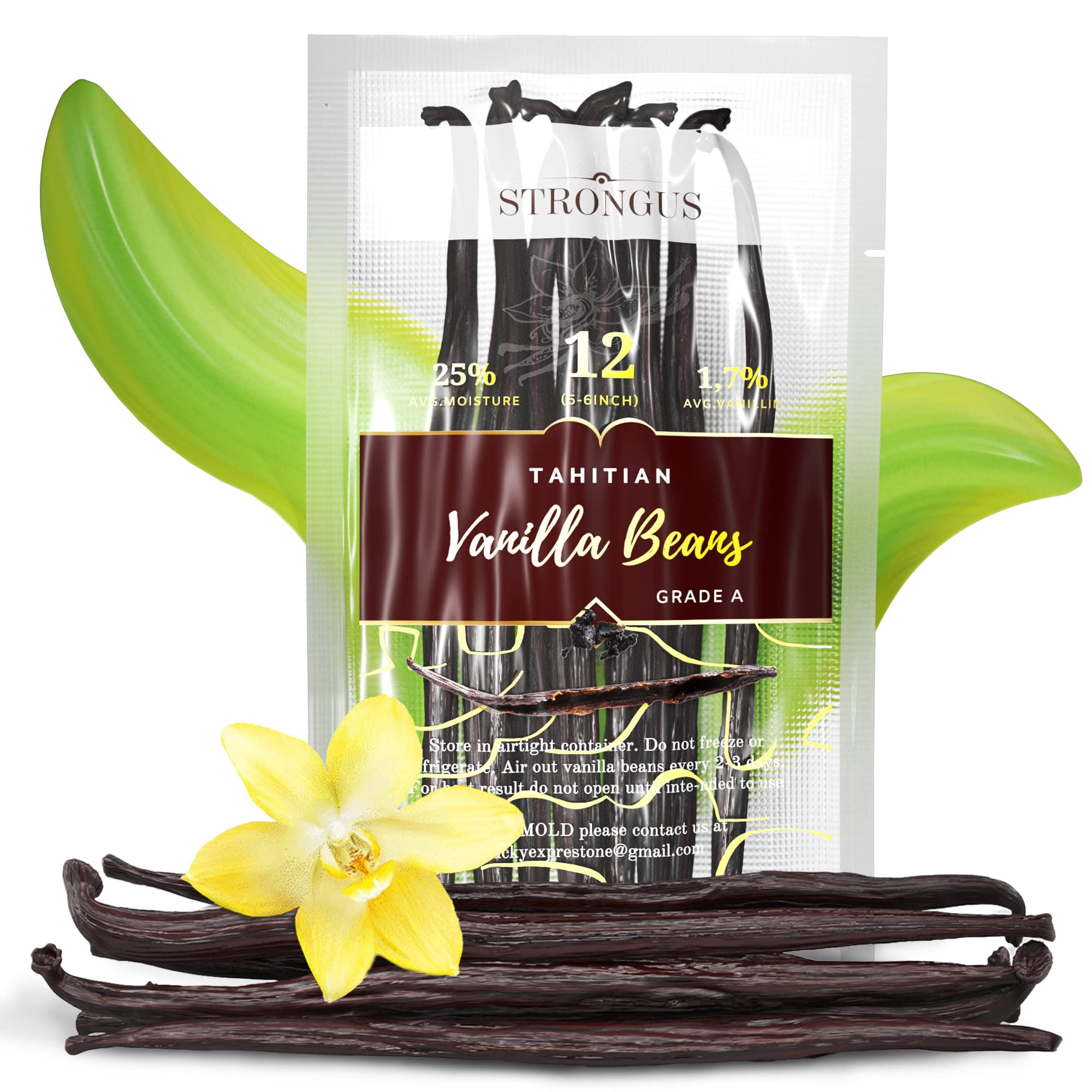 12 Large Tahitian Vanilla KEF28 Beans - Vacuum Sealed Grade A Vanilla ...