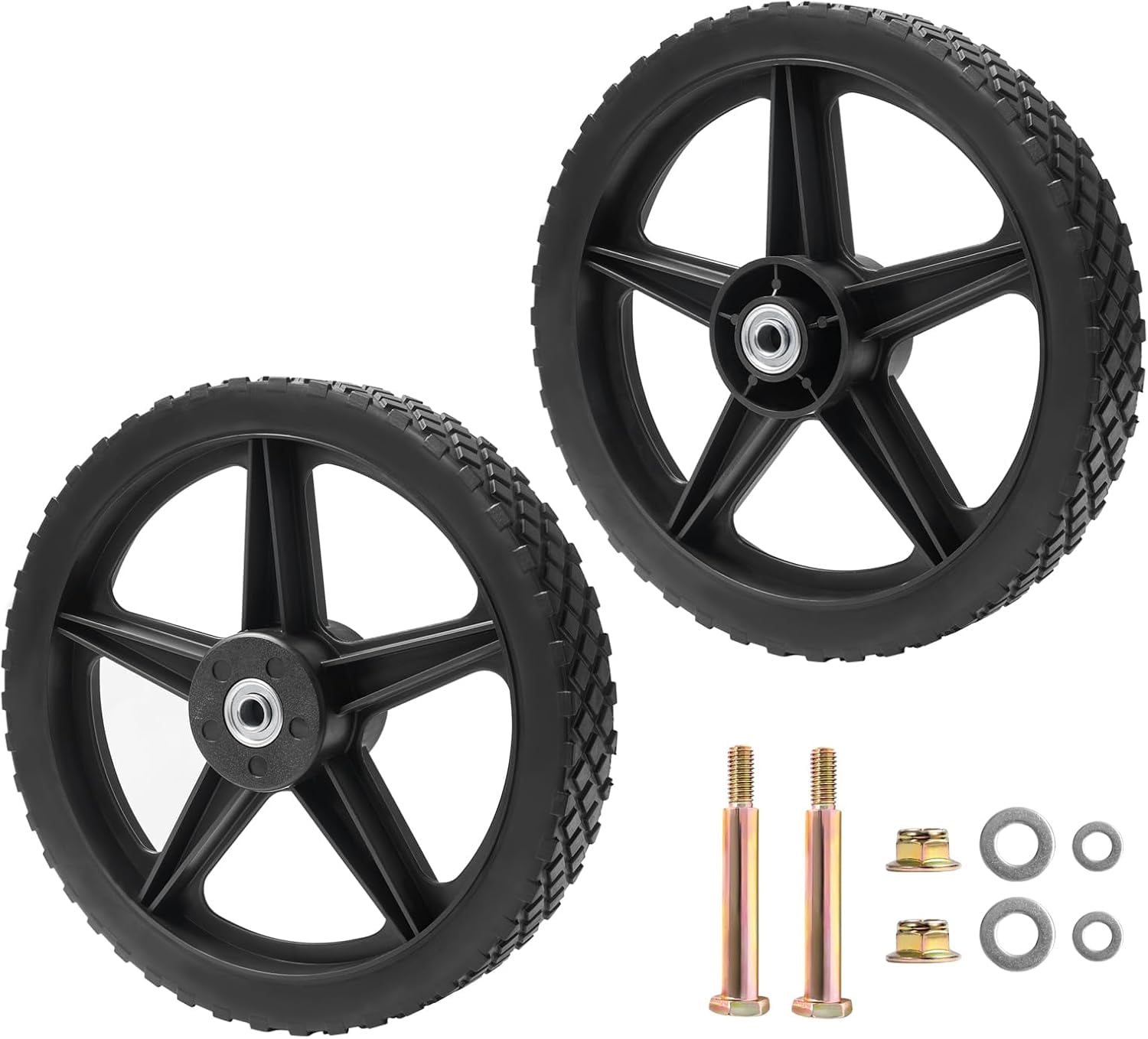 12" Lawn Mower Wheels Kits 12 x 1.75'' Spoked Plastic Wheel and Tire ...