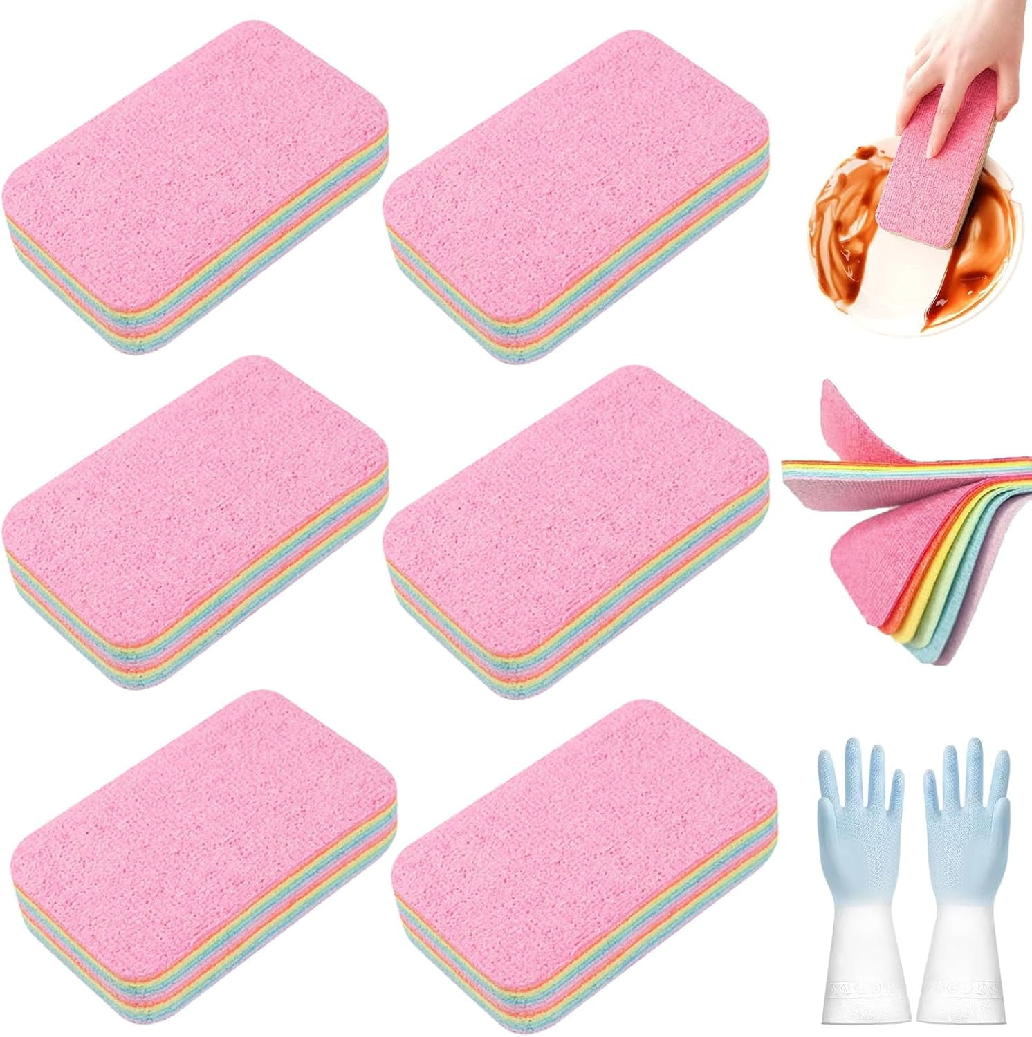 12 Layer Microfiber Sponge, Peelable Microfiber Sponge for Kitchen ...