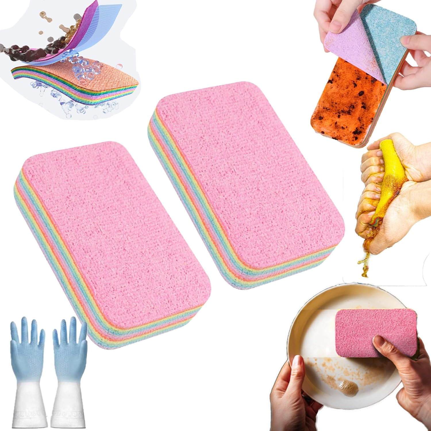 12 Layer Microfiber Sponge, Ultra-Absorbent Multilayered Microfiber ...