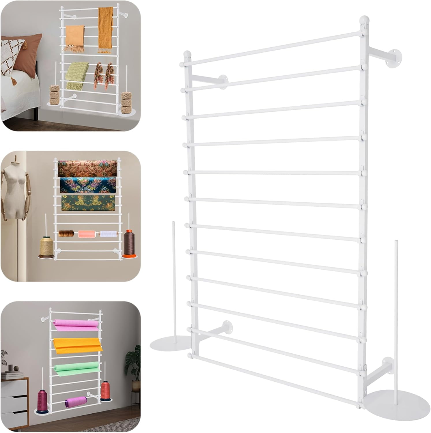 12 Layers White Wall Display Stand Wrapping Paper Ribbon Organizer Tie ...