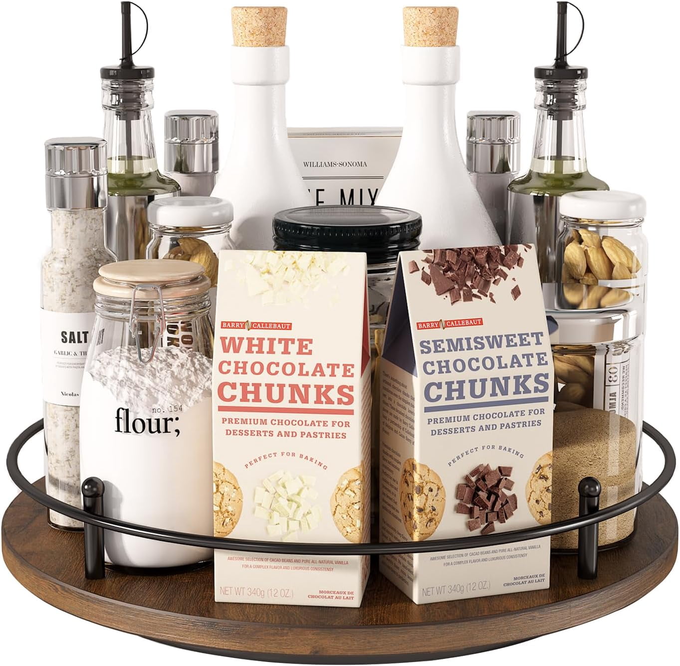 12" Lazy Susan Turntable Organizer,Round Wooden Lazy Susan Organization ...