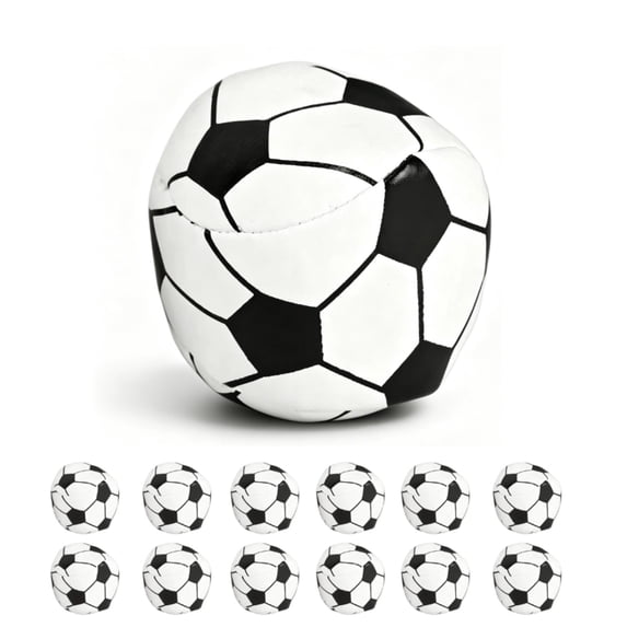 12 Leather Foot Bags Set, Featuring Soccer Black & White Designs ...