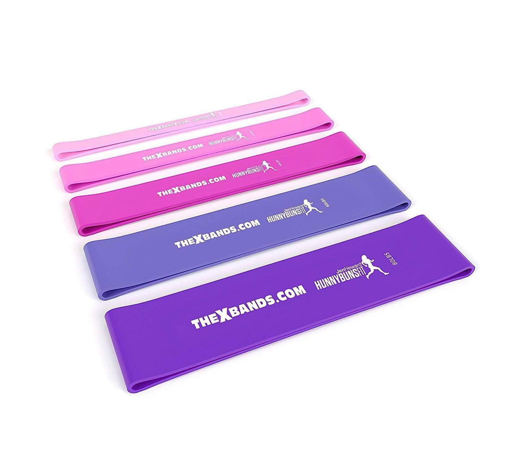 12" Leg and Booty Building Resistance Bands Deluxe Full Set of 5. 15lbs ...