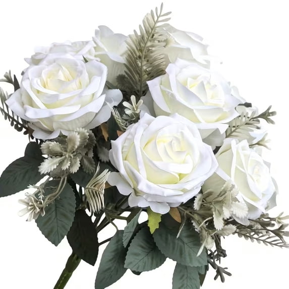 12 Lifelike Long-Stemmed Artificial Roses for Weddings, Birthdays, and ...