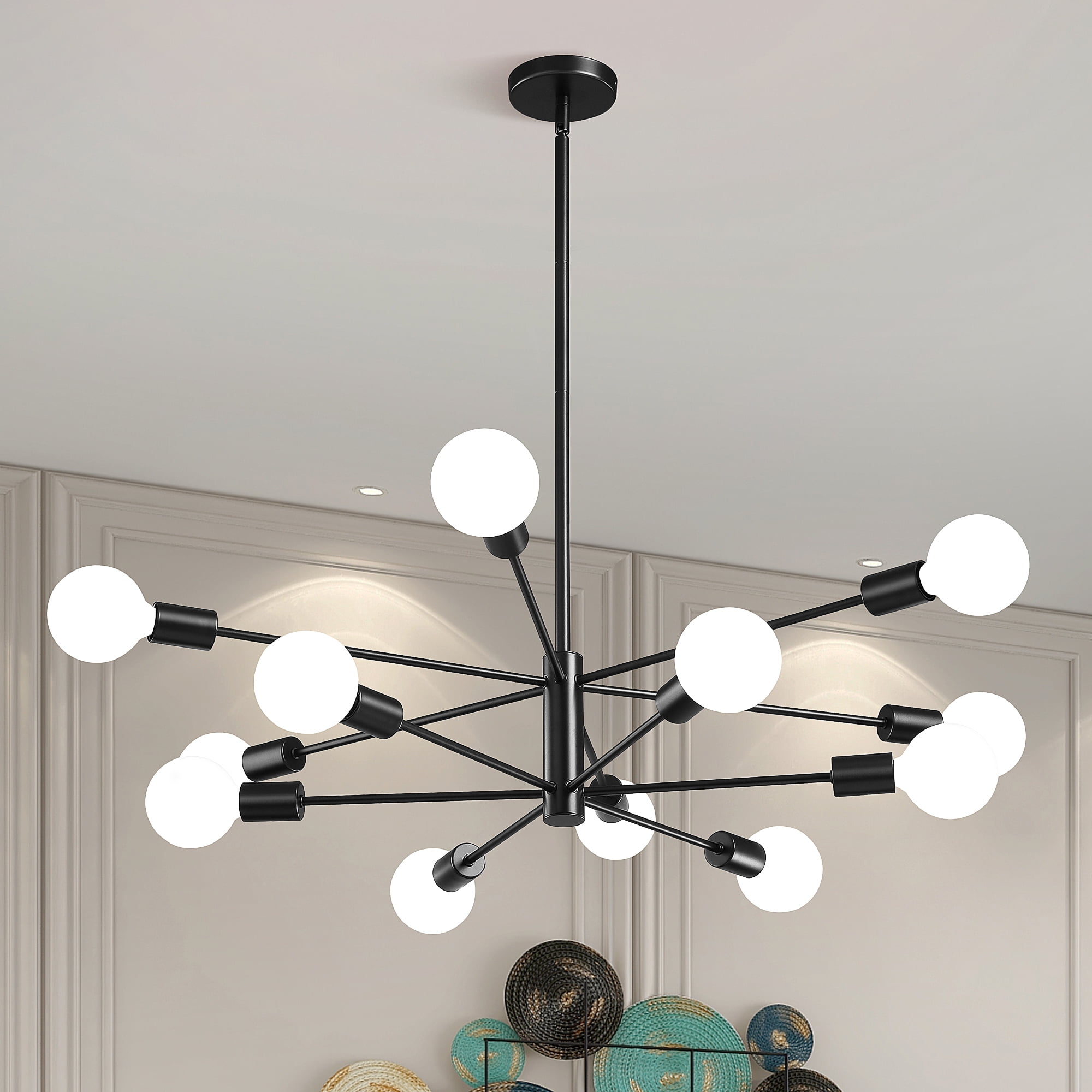 12-Light Black Chandelier Modern Chandelier Ceiling Light Fixture for ...