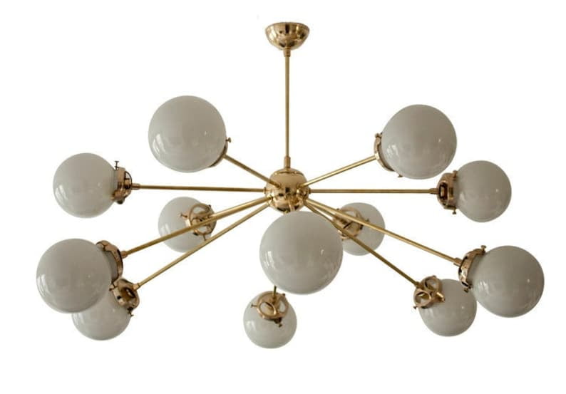 12 Light Globe Mid Century Brass Sputnik chandelier light Fixture ...