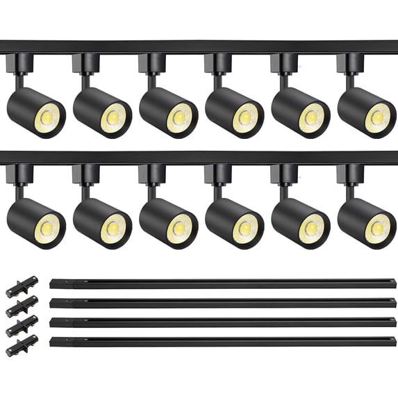 12-Light LED Track Lighting Kit with 13FT H Type Track Lighting Rail ...