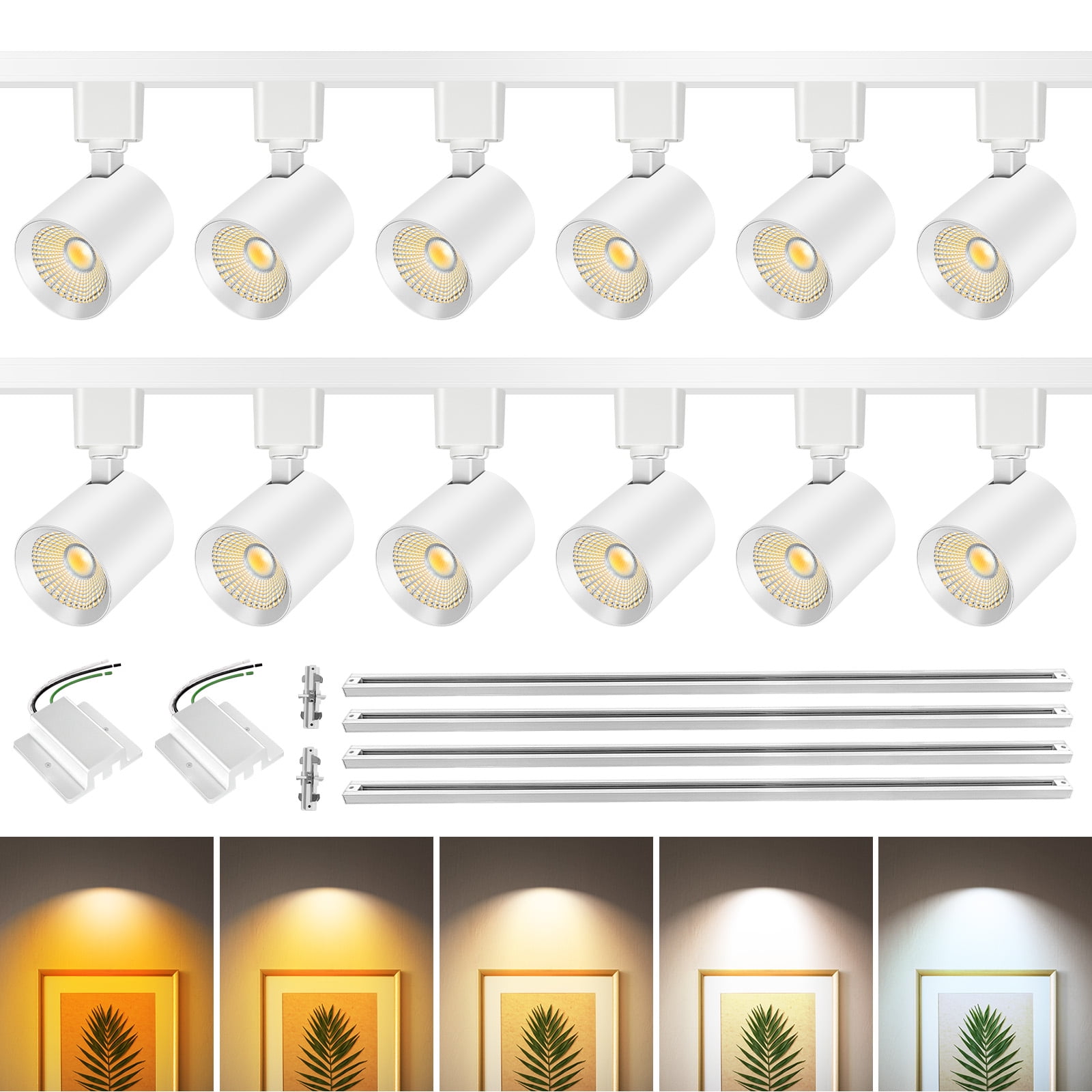 12-Light LED Track Lighting Kit with 13FT H Type Track Lighting Rail ...