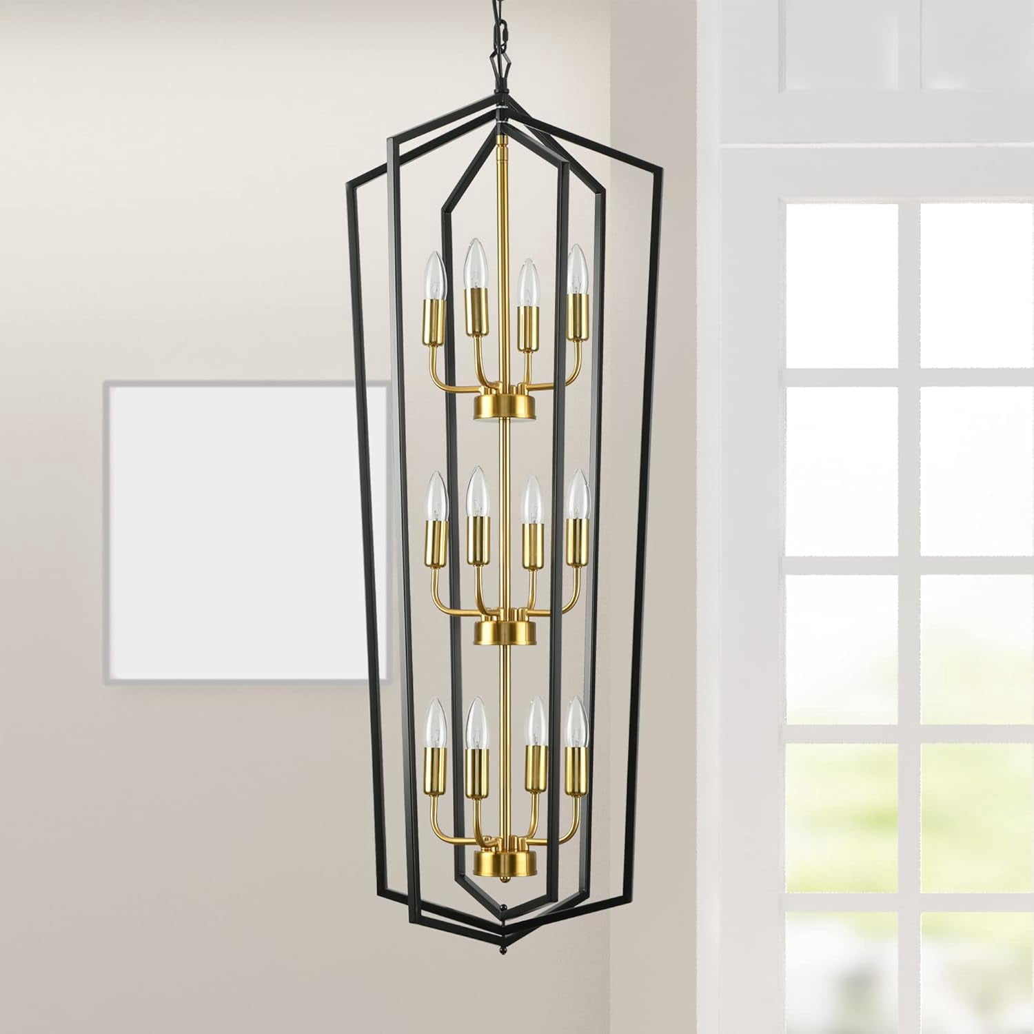 12-Light Lantern 2 Tiered Pendant Light Fixtures,Island Light,Hall ...
