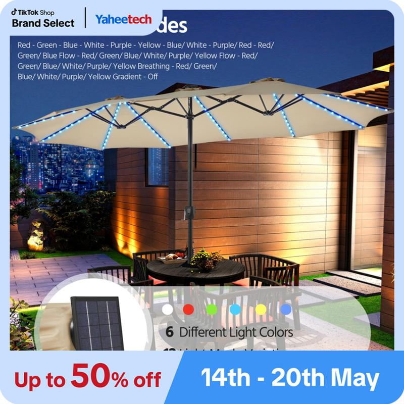 【12 Light Model Umbrella】Yaheetech 15/13ft Patio Parasol with Multi ...