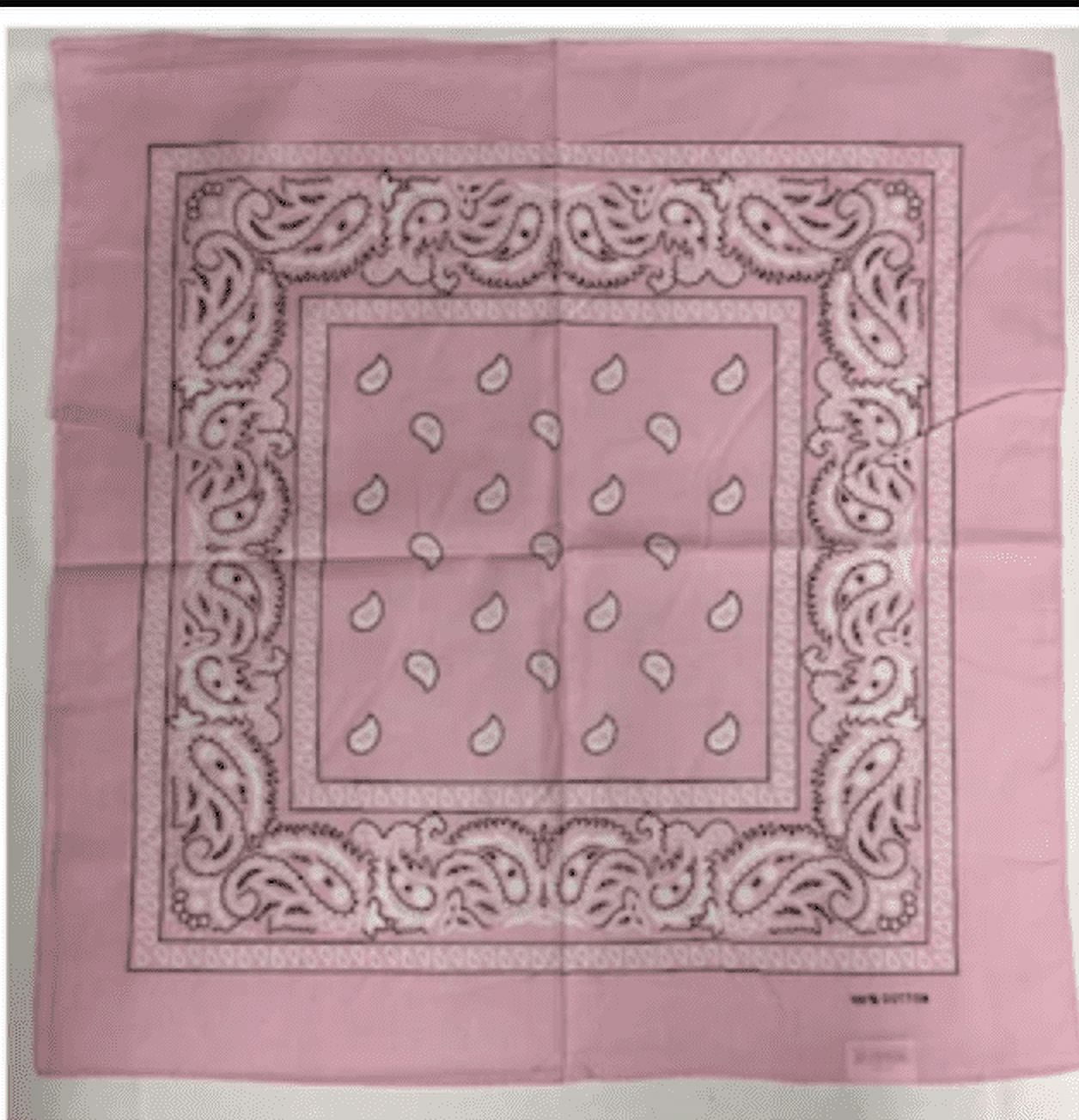 12 Light Pink Bandana Paisley Head Wrap 100% Cotton 22