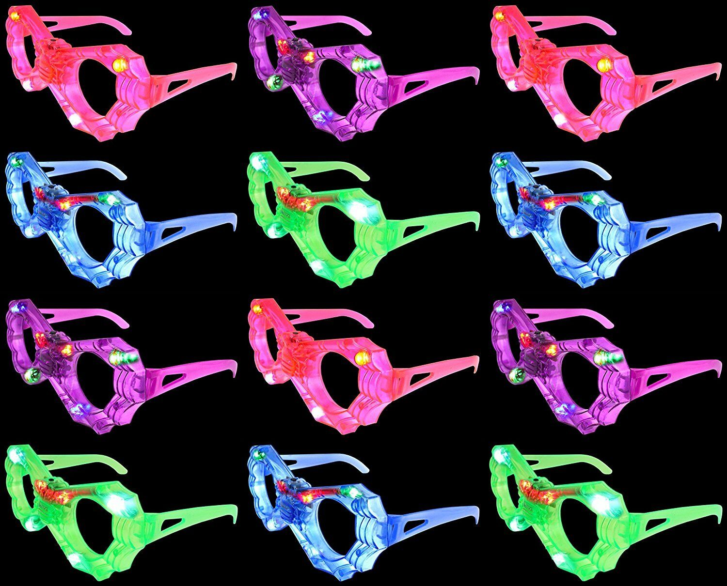 12 Glow Frame LED Flashing Glasses Light Up Sunglasses Wedding Party ...