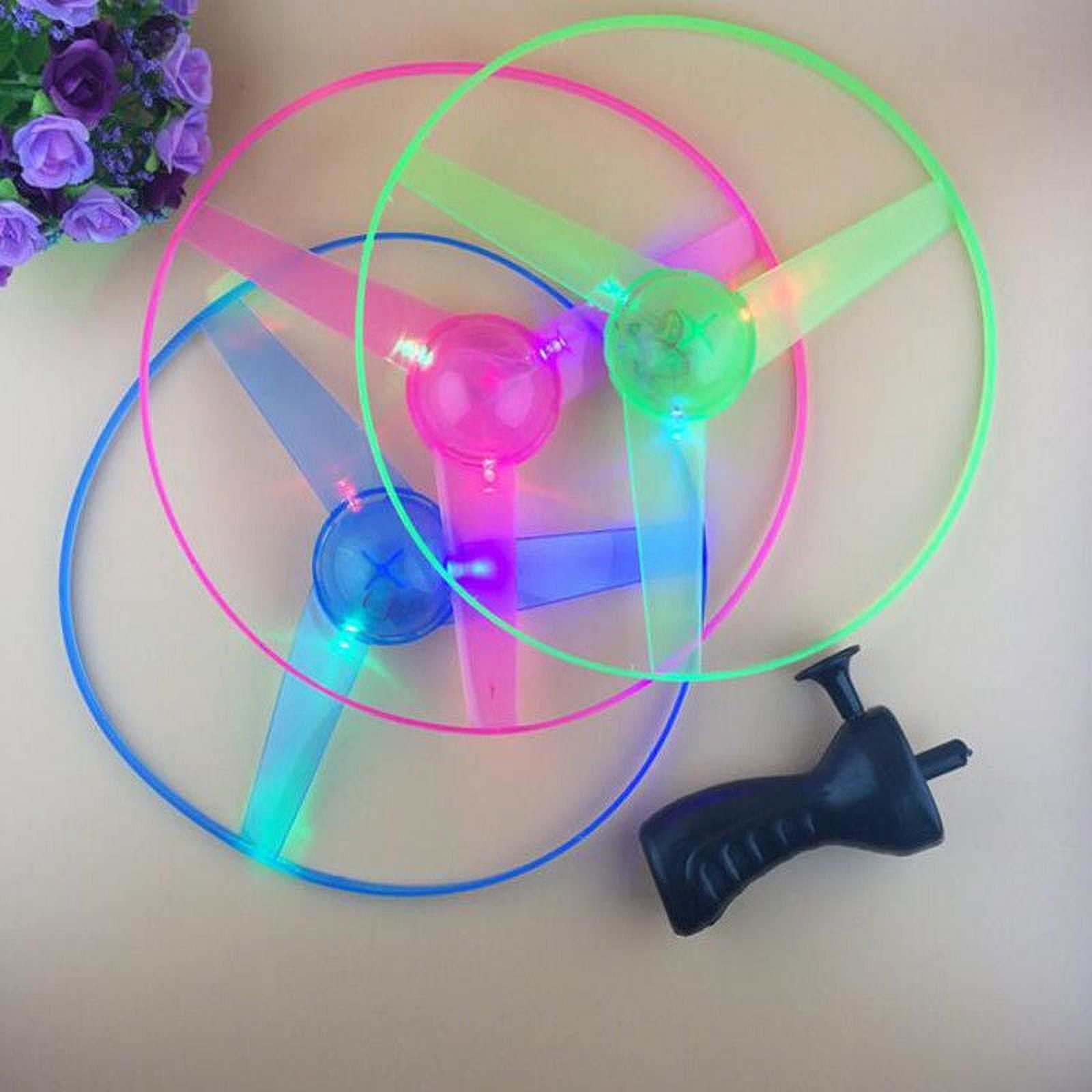 12 Light Up Pull String UFO Helicopter Flying Saucer Flying Glow LED ...