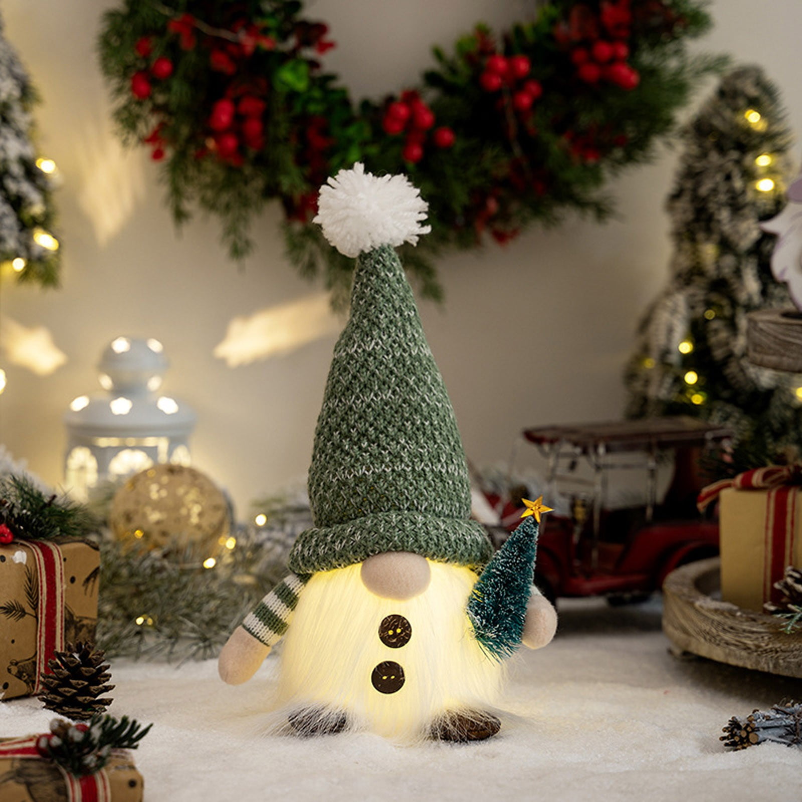 12" Lighted Christmas Gnome,Light Up Elf Toy Holiday Present,Battery ...