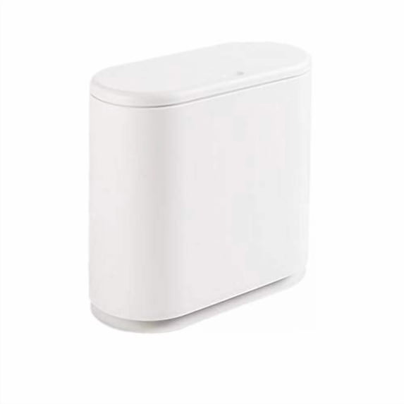 12 Liter 3.2 Gallon White Plastic Rectangular Press Top Trash Can For ...