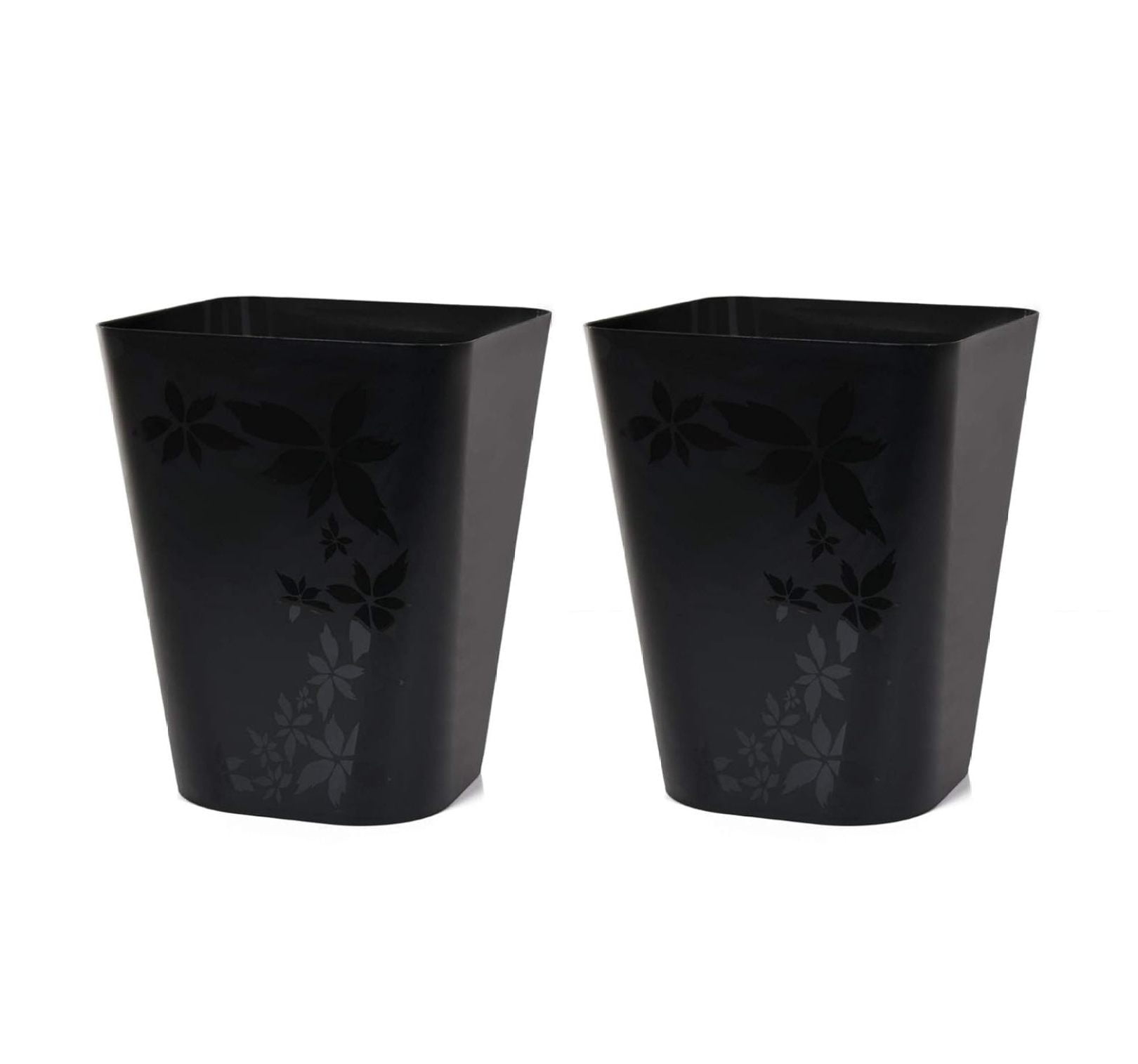 12 Liter (3 Gallon) Trash Bins 2 Pack - Black Waste Baskets for Home ...