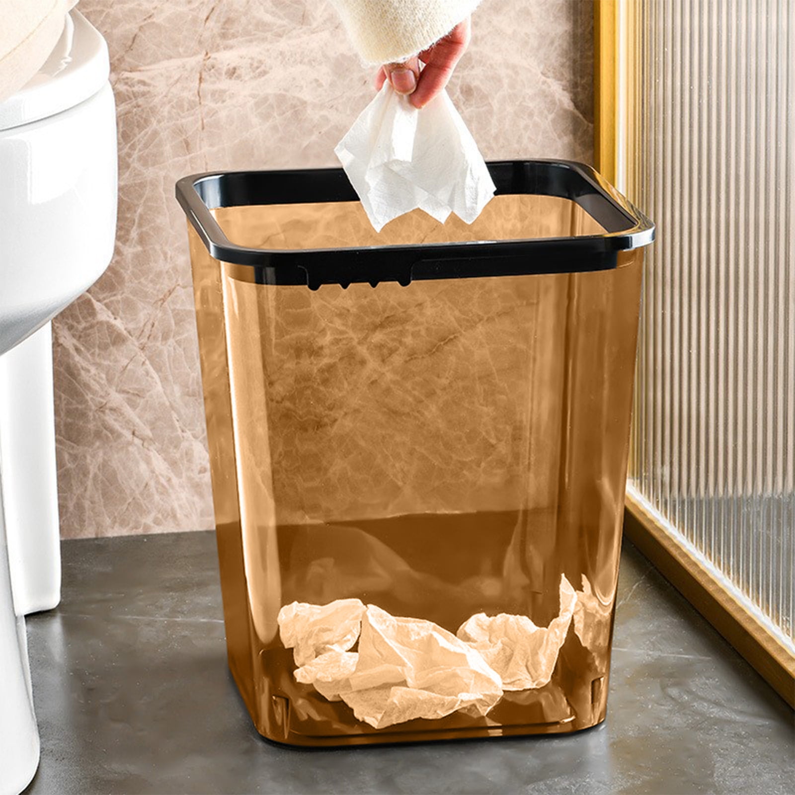 12 Litre Trash Can, Light Translucent Waste Bin Basket with Round ...