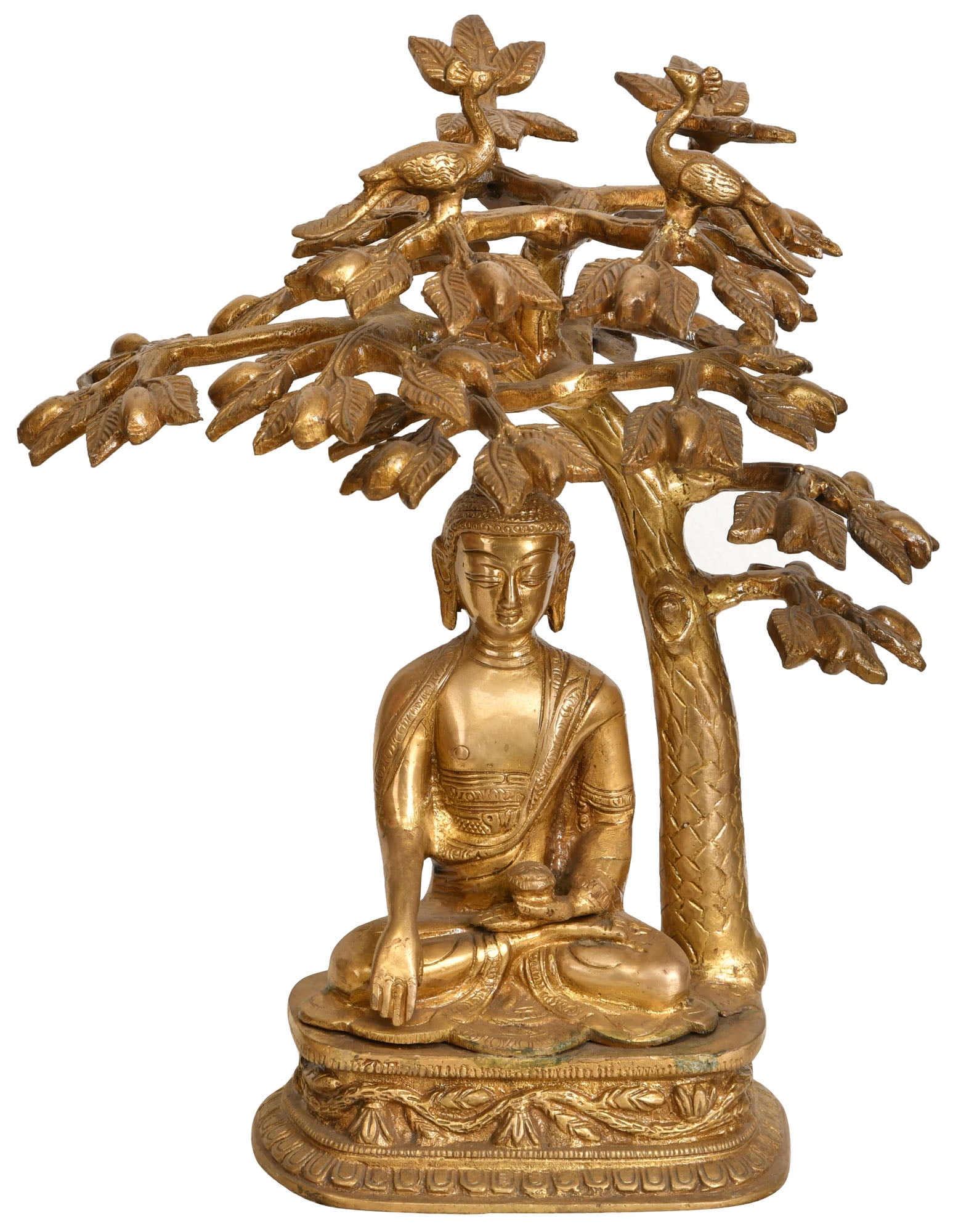 12" Lord Buddha Meditating Under the Bodhi Tree (Tibetan Buddhist Deity ...