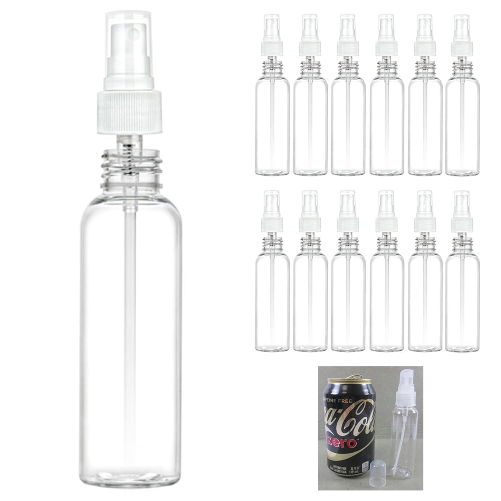 12 Lot Plastic Spray Bottles 2 oz PET Clear Mist Sprayer TSA Empty ...