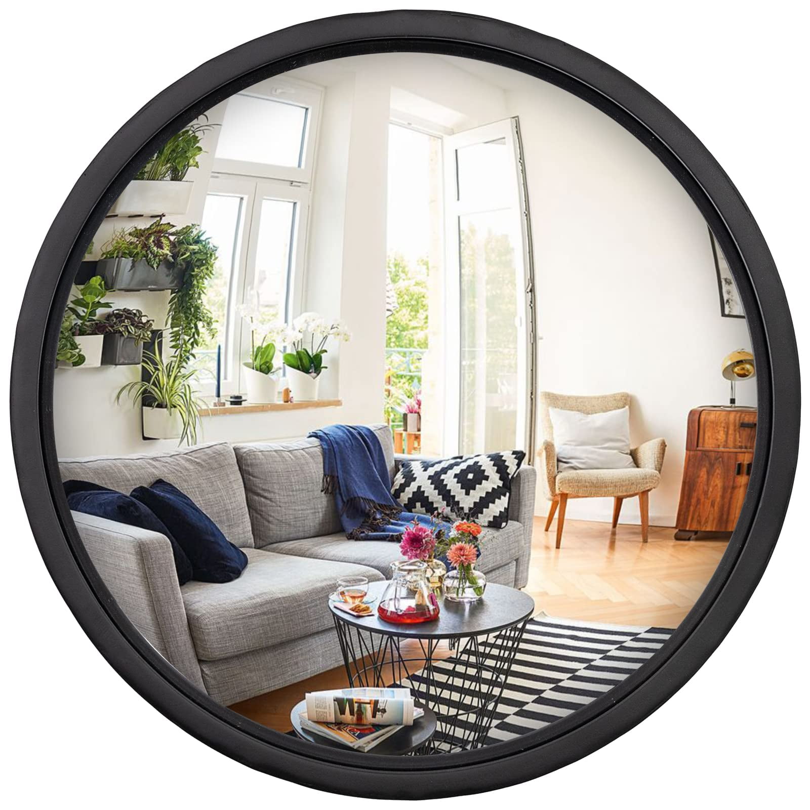 12" Matte Black Round Convex Mirror, Small Circle Wall Mirror with ...