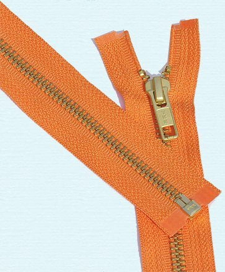 12" Medium Weight Jacket Zipper YKK #5 Brass ~ Separating ~ 523 Orange ...