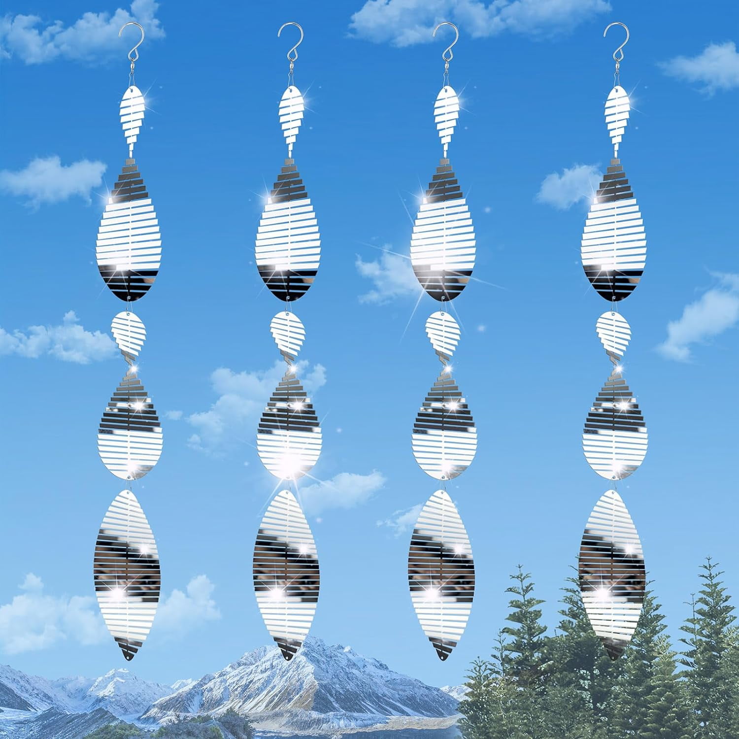 12 Metal Bird Deterrents for Outside, Garden Decor Wind Spinners ...