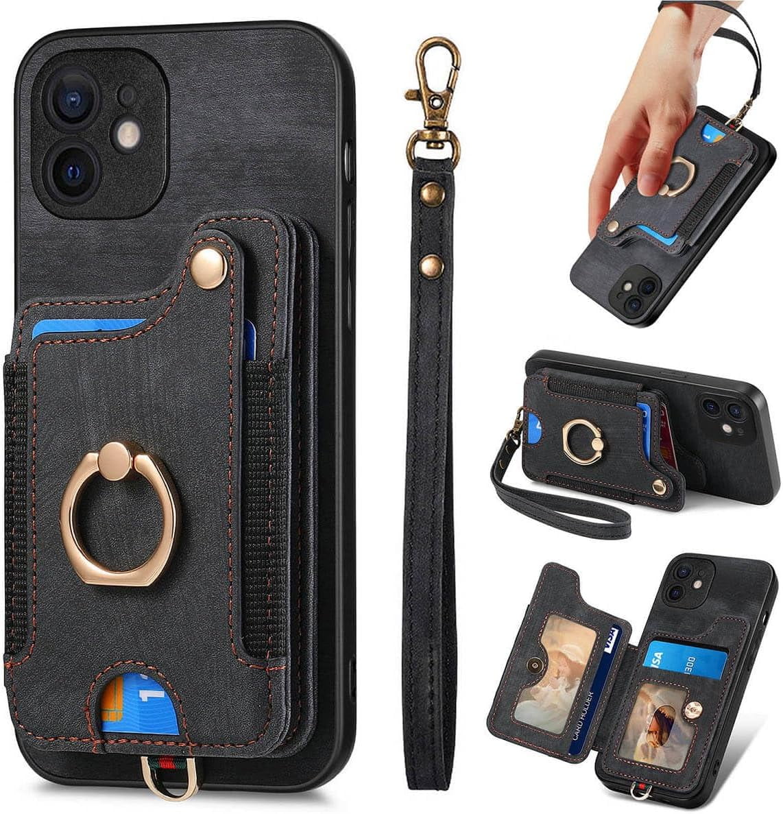 12 Mini Case,Card Holder Wallet for iPhone 12 Mini Case,Ring Holder ...