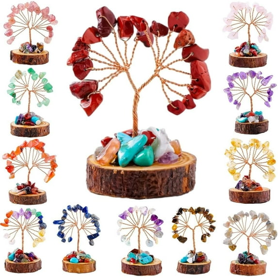 12 Mini Crystal Tree Set Feng Shui Gemstones for Energy Healing ...