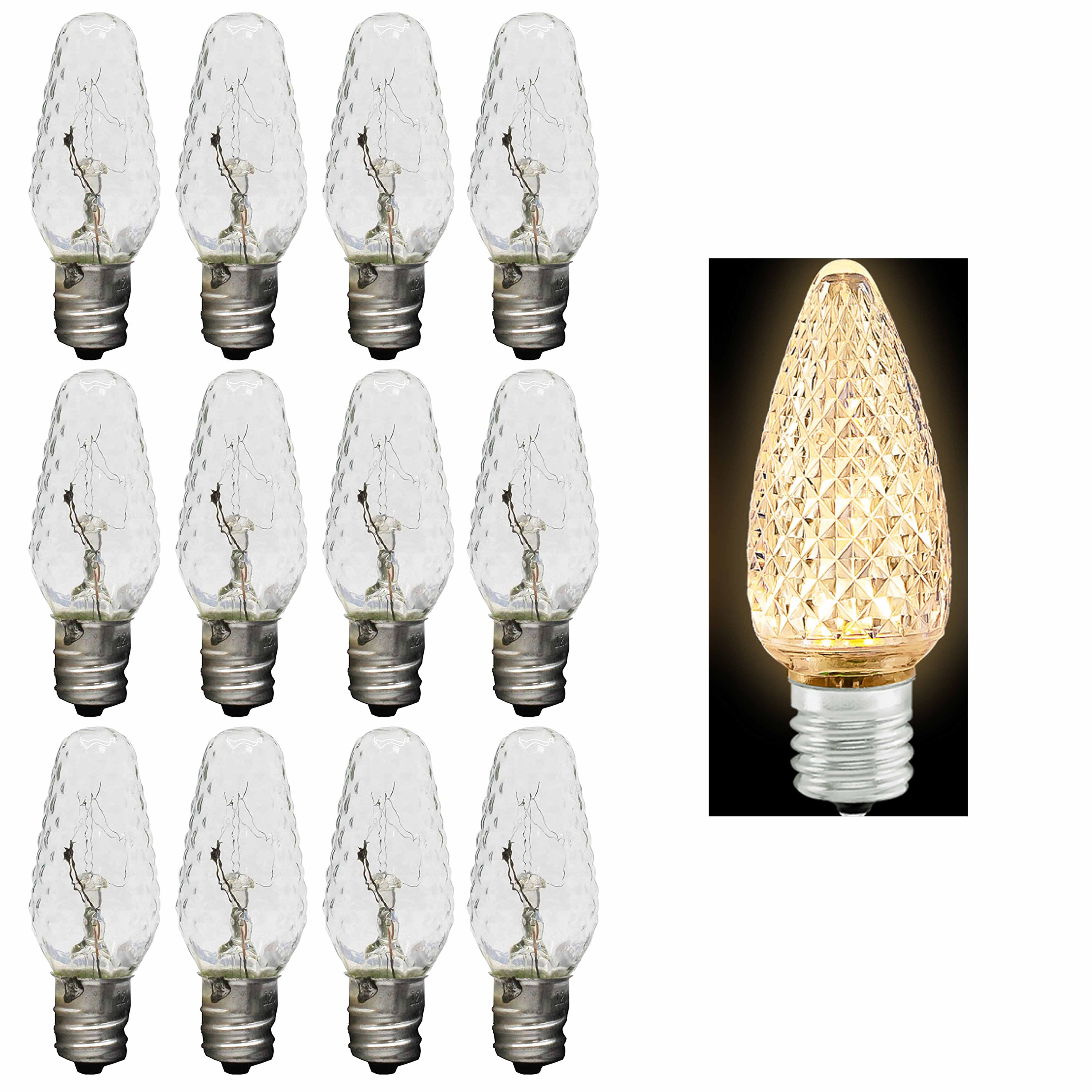 12 Mini Night Light Bulbs Crystal Incandescent 5W 120V Lamp Lighting ...