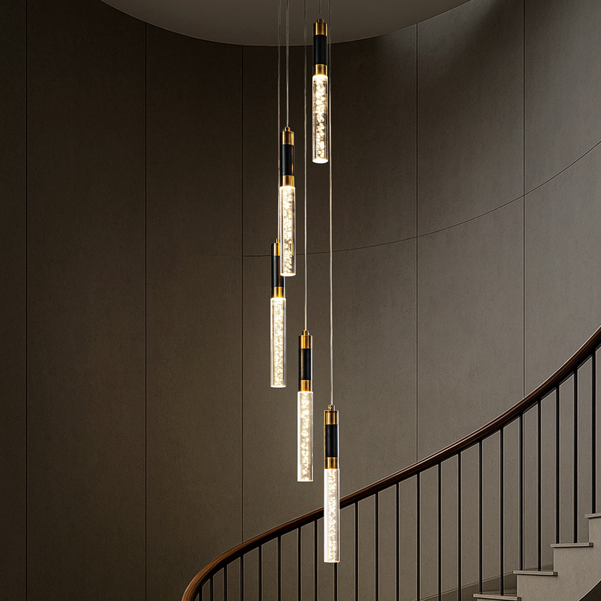 12'' Modern 5-Light Seeded Bubble Glass Cluster Integrated LED ...