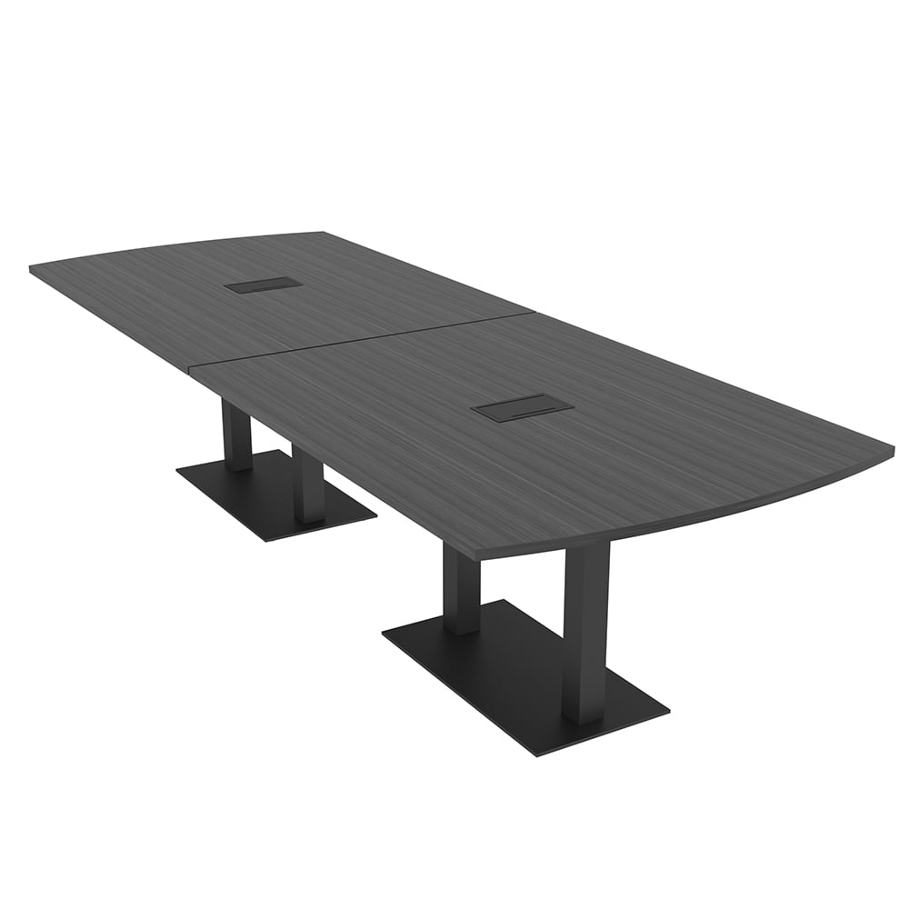 10 Person Arc Rectangle Powered Modular Conference Table Metal T Bases ...
