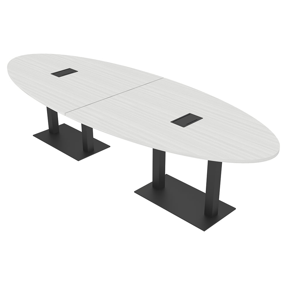 12' Modular Oval Conference Table With Metal Bases And Electric Units ...