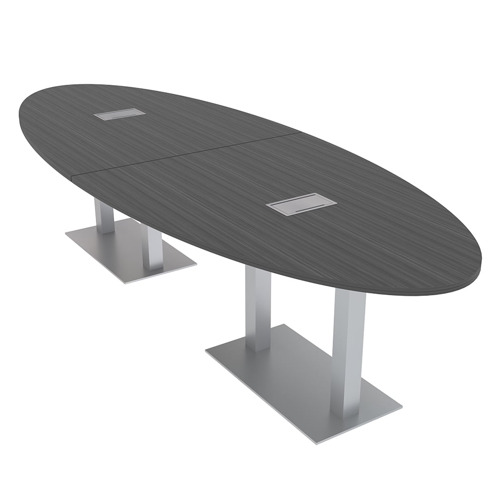 12' Modular Oval Conference Table With Metal Bases And Electric Units ...