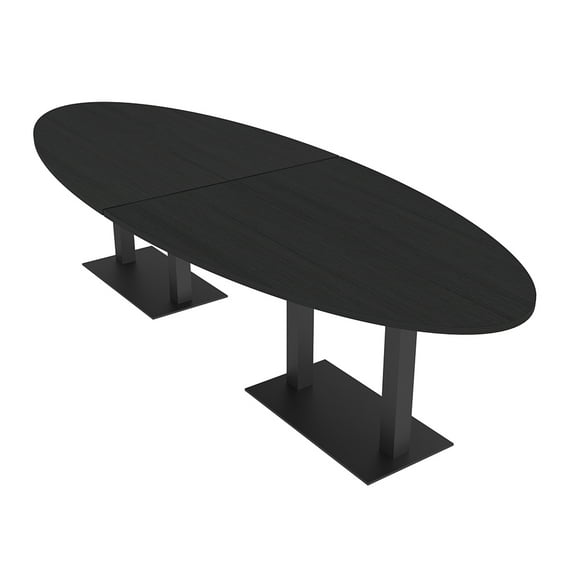 12' Modular Oval Conference Table With Metal Bases And Electric Units ...