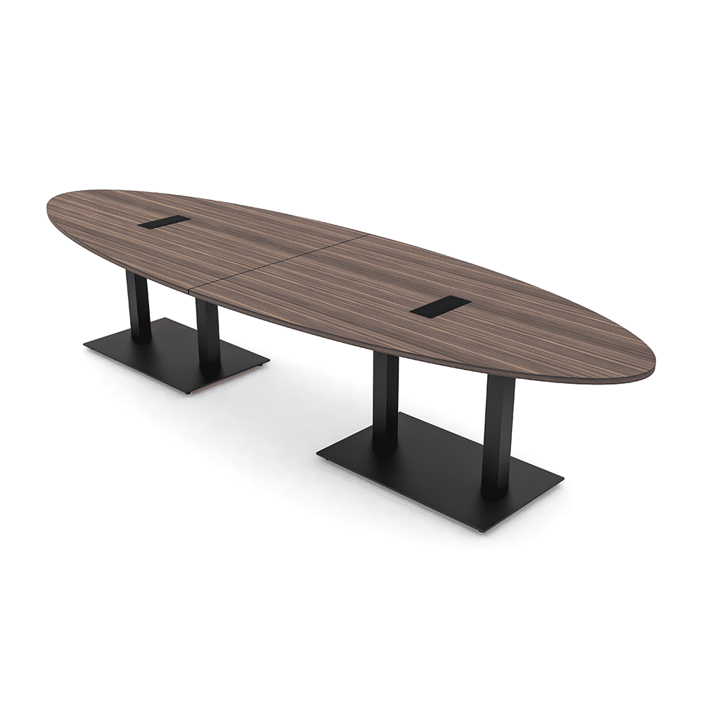 12' Modular Oval Conference Table With Metal Bases And Electric Units ...