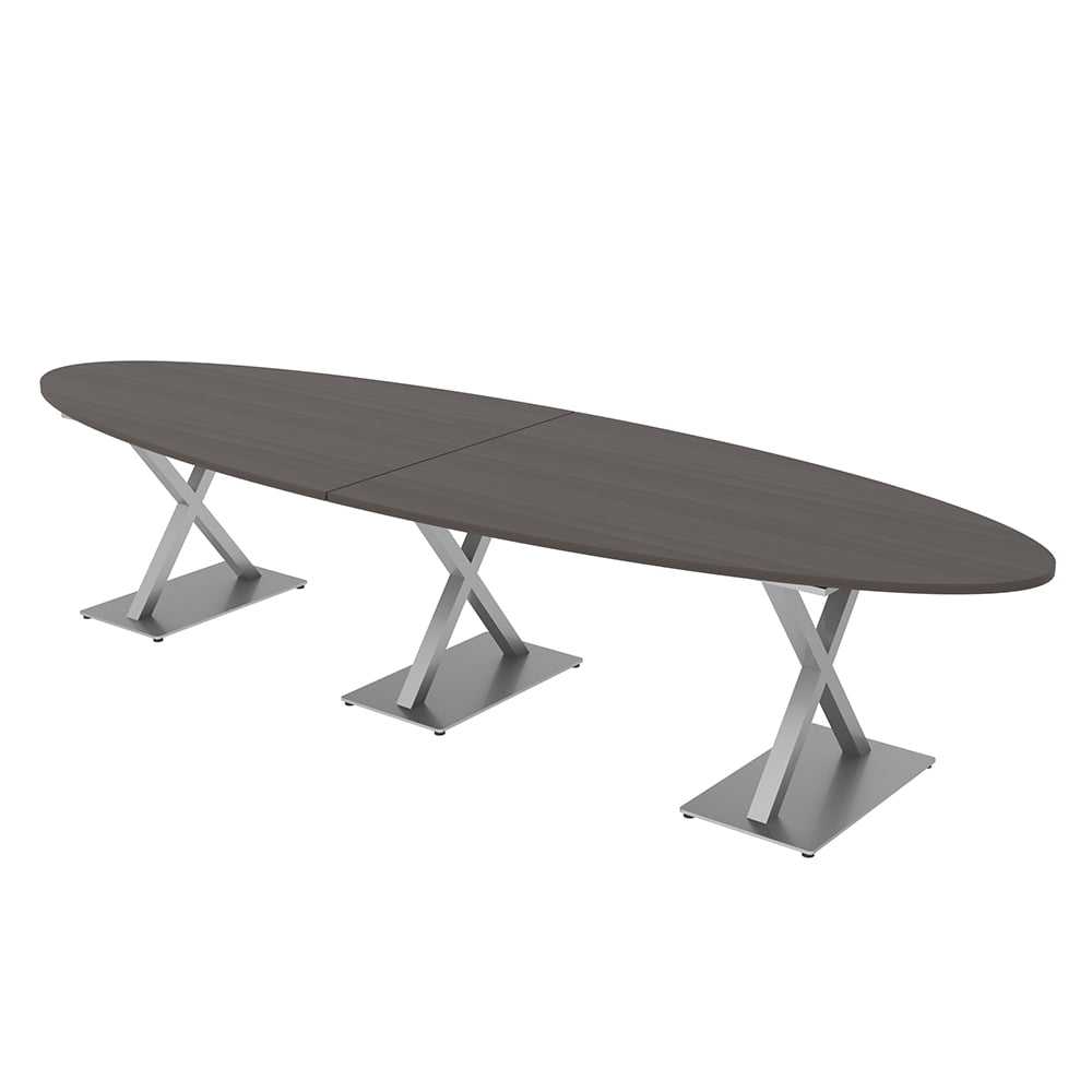 12' Modular Oval Conference Table With X Bases And Electric Units ...