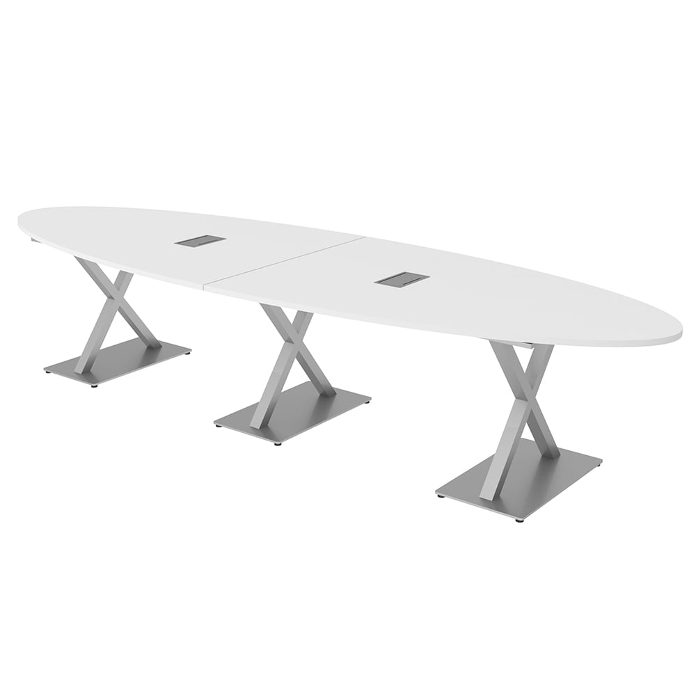 12' Modular Oval Conference Table With X Bases And Electric Units ...