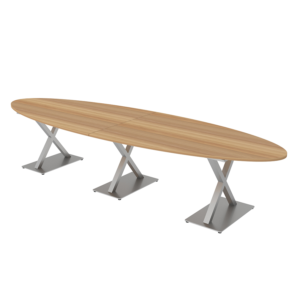 12' Modular Oval Conference Table With X Bases And Electric Units ...