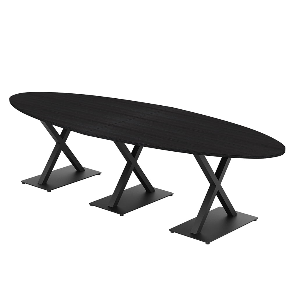 12' Modular Oval Conference Table With X Bases And Electric Units ...