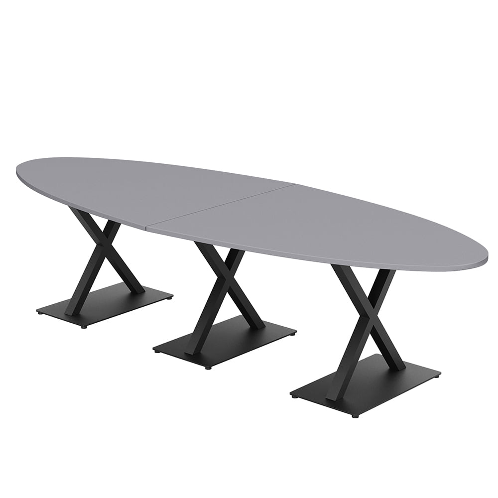 12' Modular Oval Conference Table With X Bases And Electric Units ...