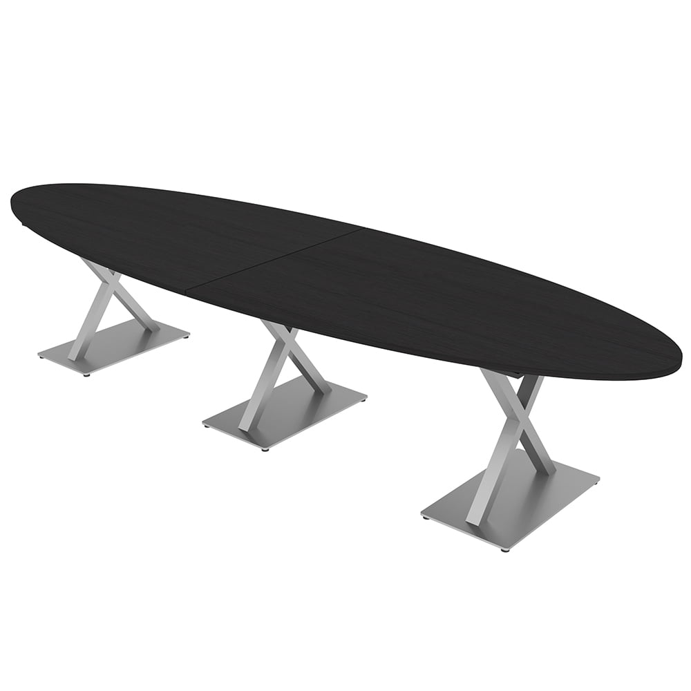 12' Modular Oval Conference Table With X Bases And Electric Units ...
