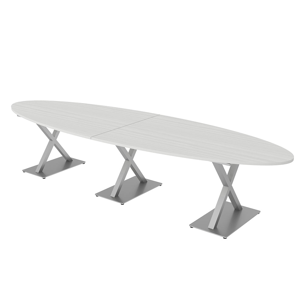 12' Modular Oval Conference Table With X Bases And Electric Units ...
