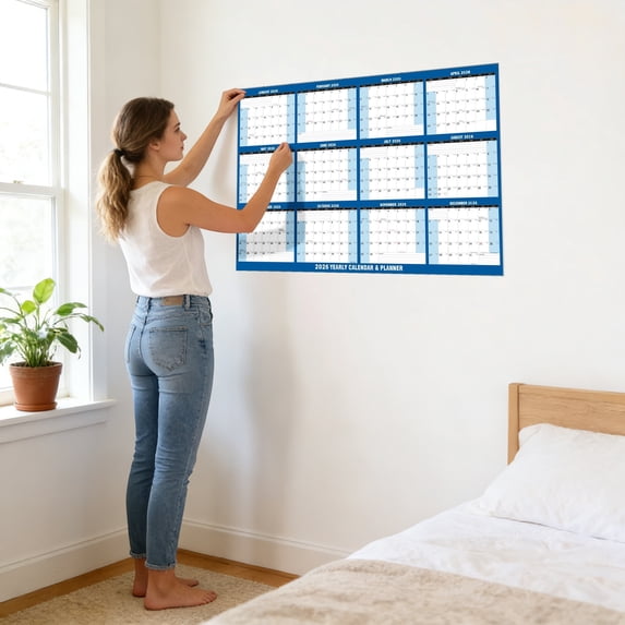 12 Month 2026 wall calendar folded water resistant laminated calendar ...