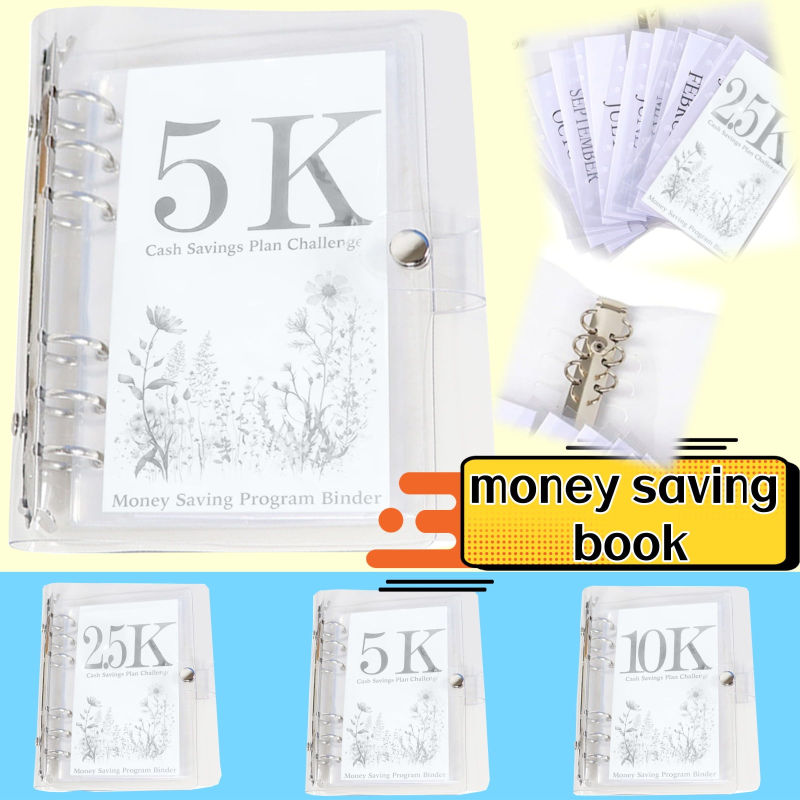 12-Month Envelopes Money Saving Challenge Binder, 2025 New 10,000 ...